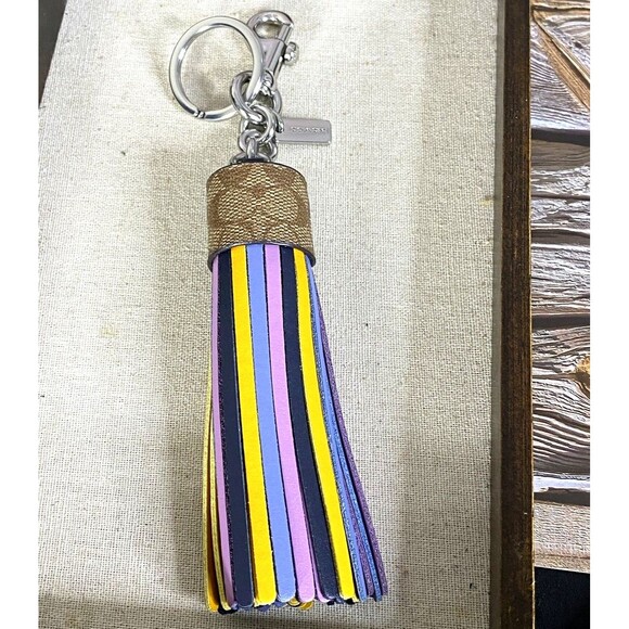 Coach | Bags | Coach Tassel Bag Charm In Colorblock Signature Canvas ...